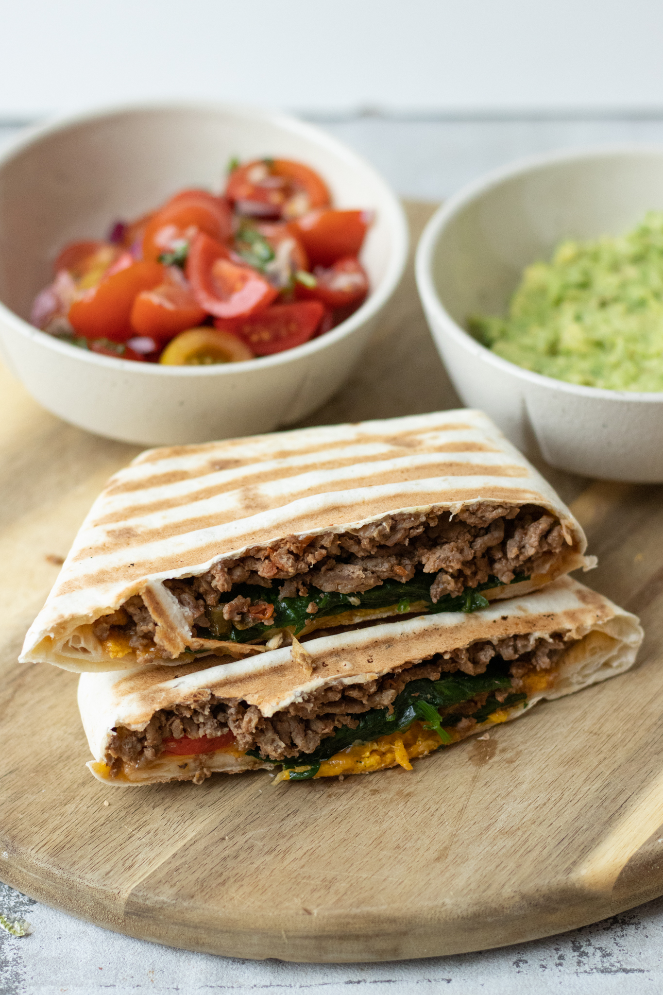 Mexicanske paninis - med oksekød i tortillas pandekager