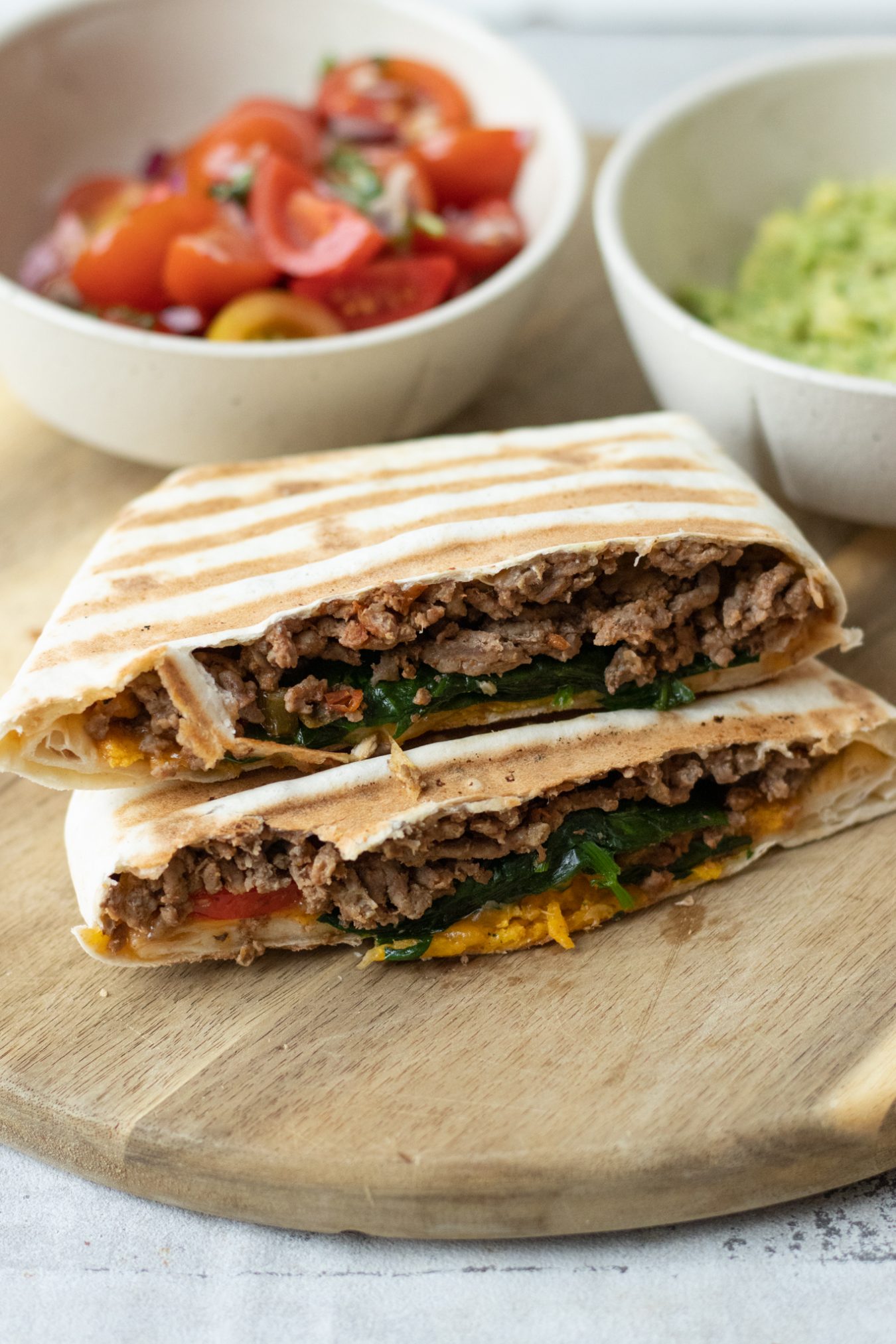 Mexicanske paninis - med oksekød i tortillas pandekager