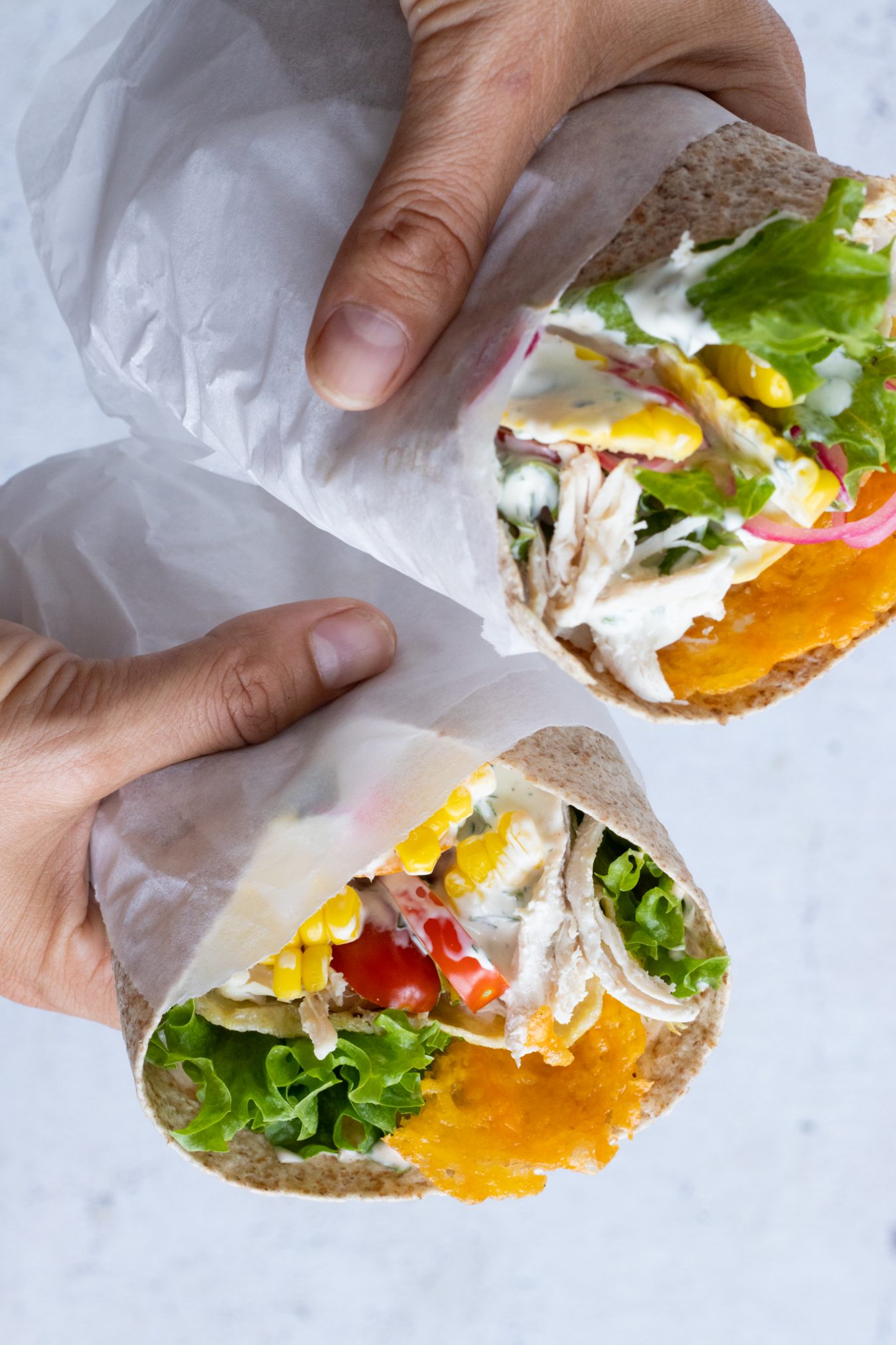 Wraps med kylling - lækre pandekager med fyld