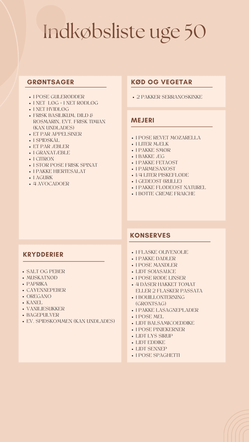 Madplan uge 50 - inspiration til sund hverdagsmad